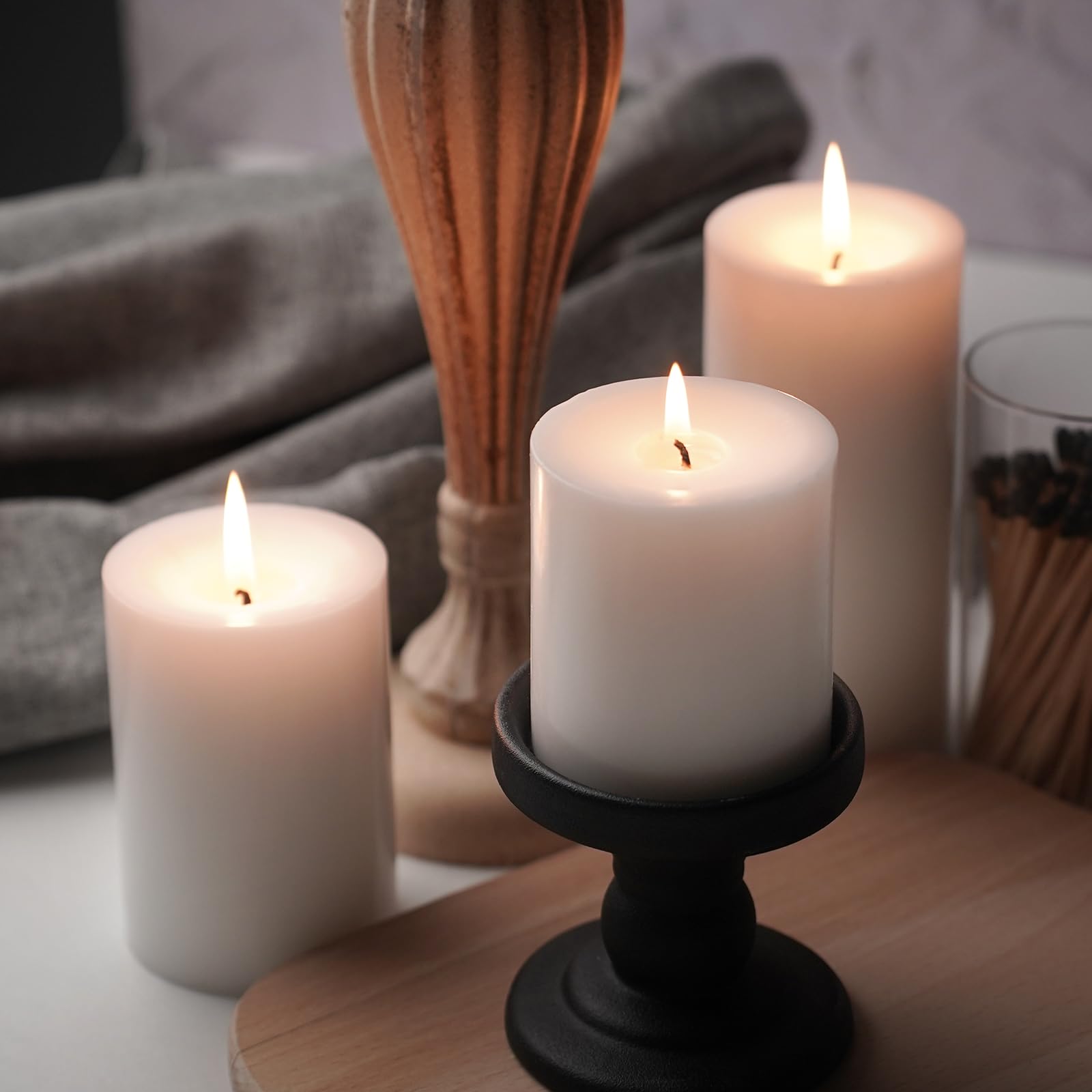 Pillar Candles - 6 Count, 2.8x3 inch | 30 Hours Burning,Ivory Unscented Pillar Candles - Dripless Candles Pillar Perfect for Wedding, Parties, Spas, Home Gatherings and Dinner