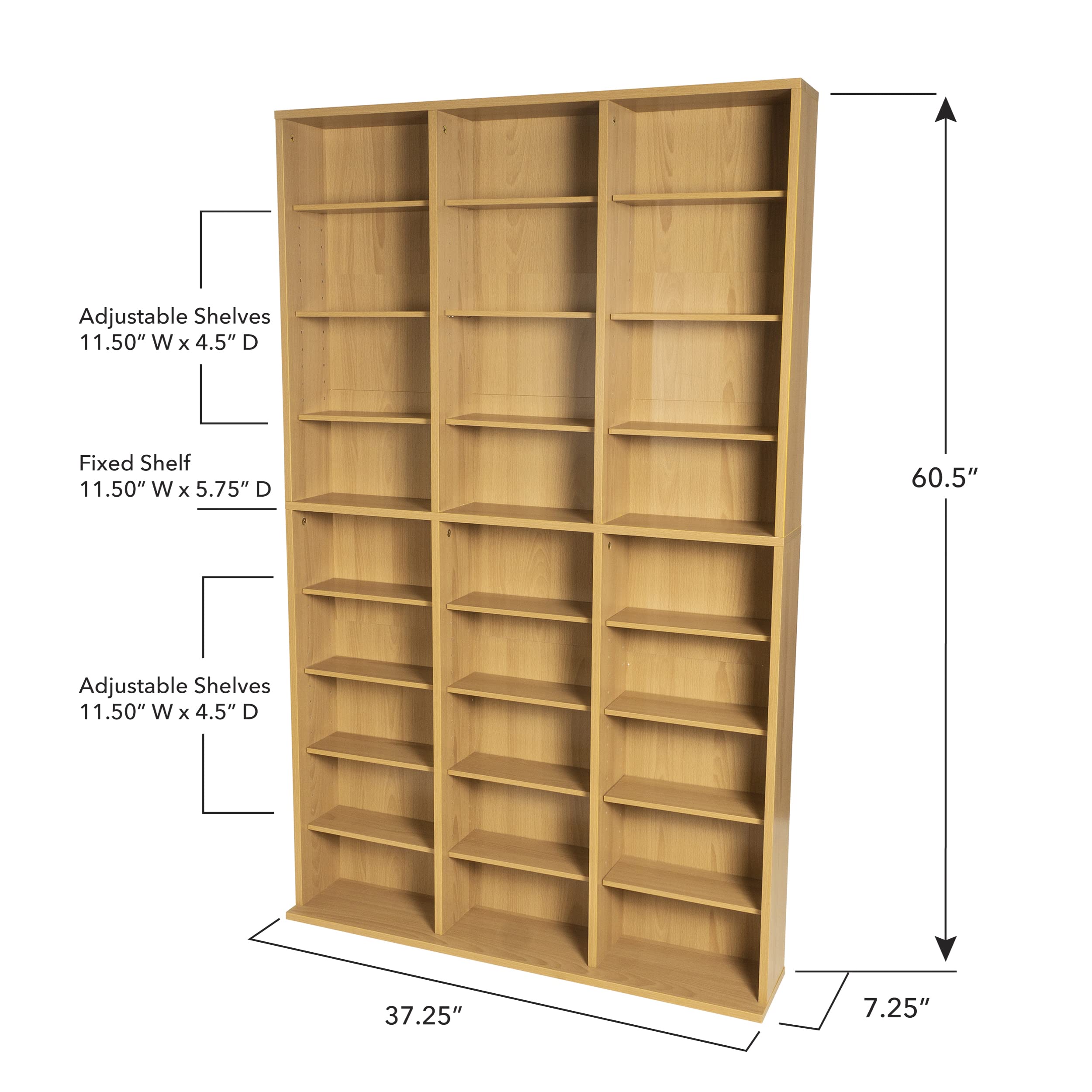 Atlantic Oskar 756 Media Storage Cabinet โ Protects & Organizes Prized Music, Movie, Video Games or Memorabilia Collections, PN 38435712 in Maple