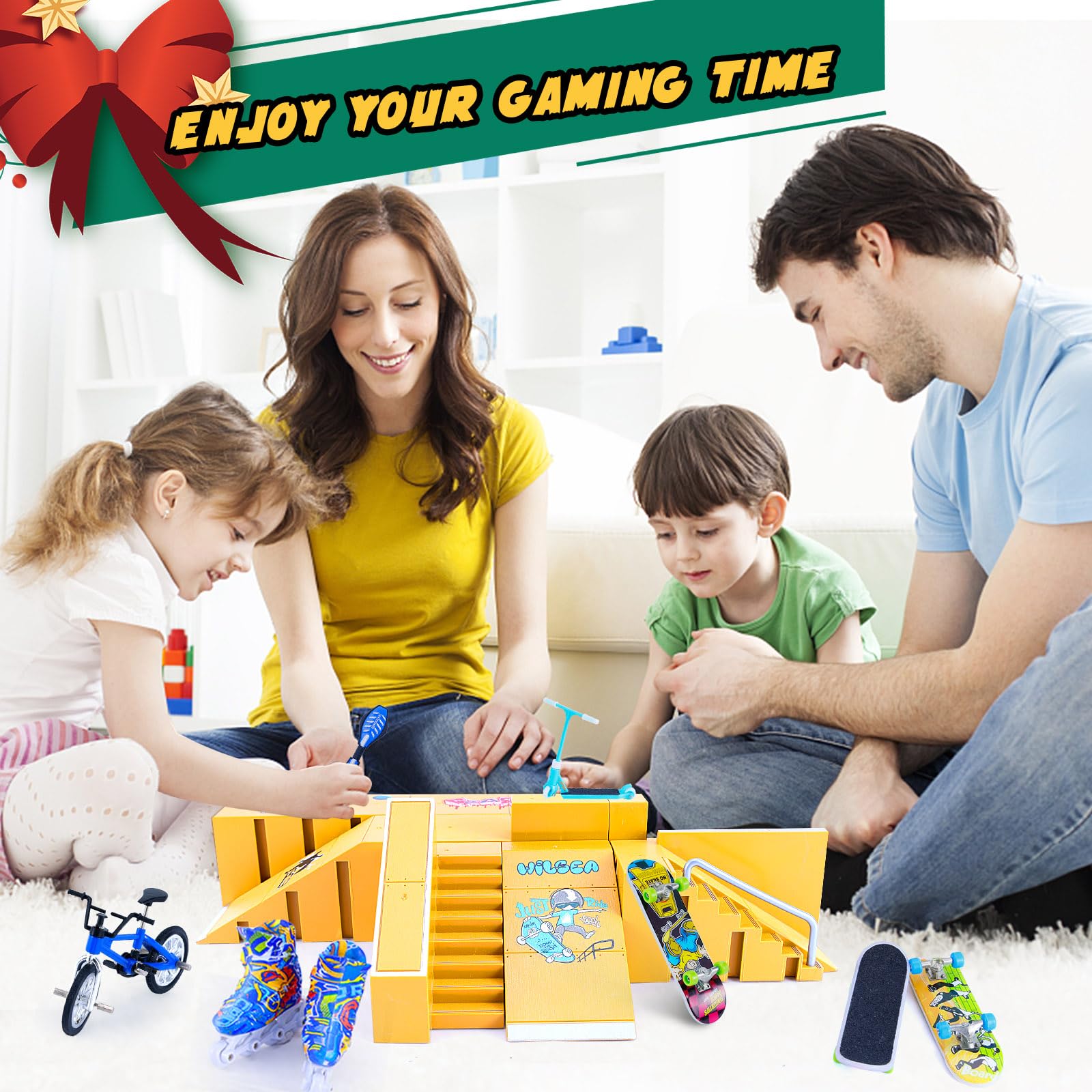 Finger Skateboard Skateparks ramp 8- in-1 kit Sets,Fingerboard Obstacles,Deck Ramps Mini Finger Skateboard Park kit, Finger Skateboards for Kids Birthday Toys etc