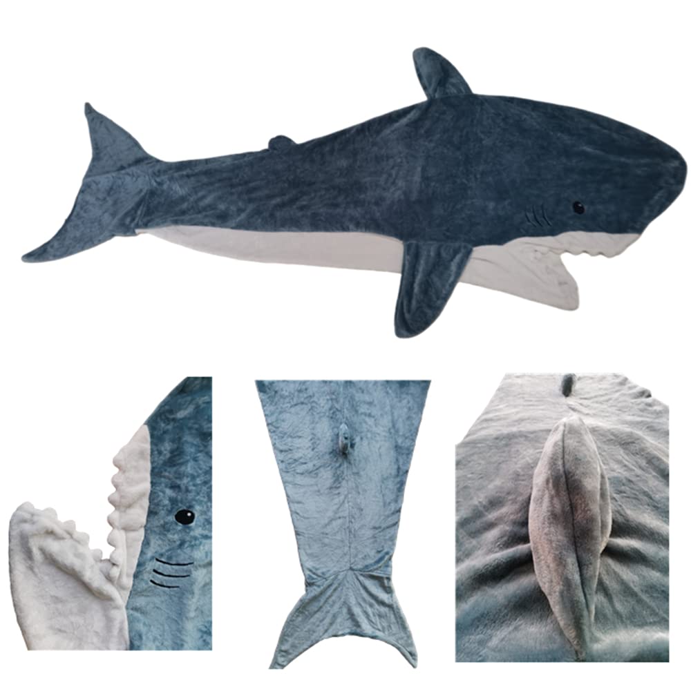 SunBritly Shark Blanket Kids Shark Sleeping Bag Shark Onesie Cosplay Shark Costume Shark Gifts(S,Please refer to the size chart before purchasing)