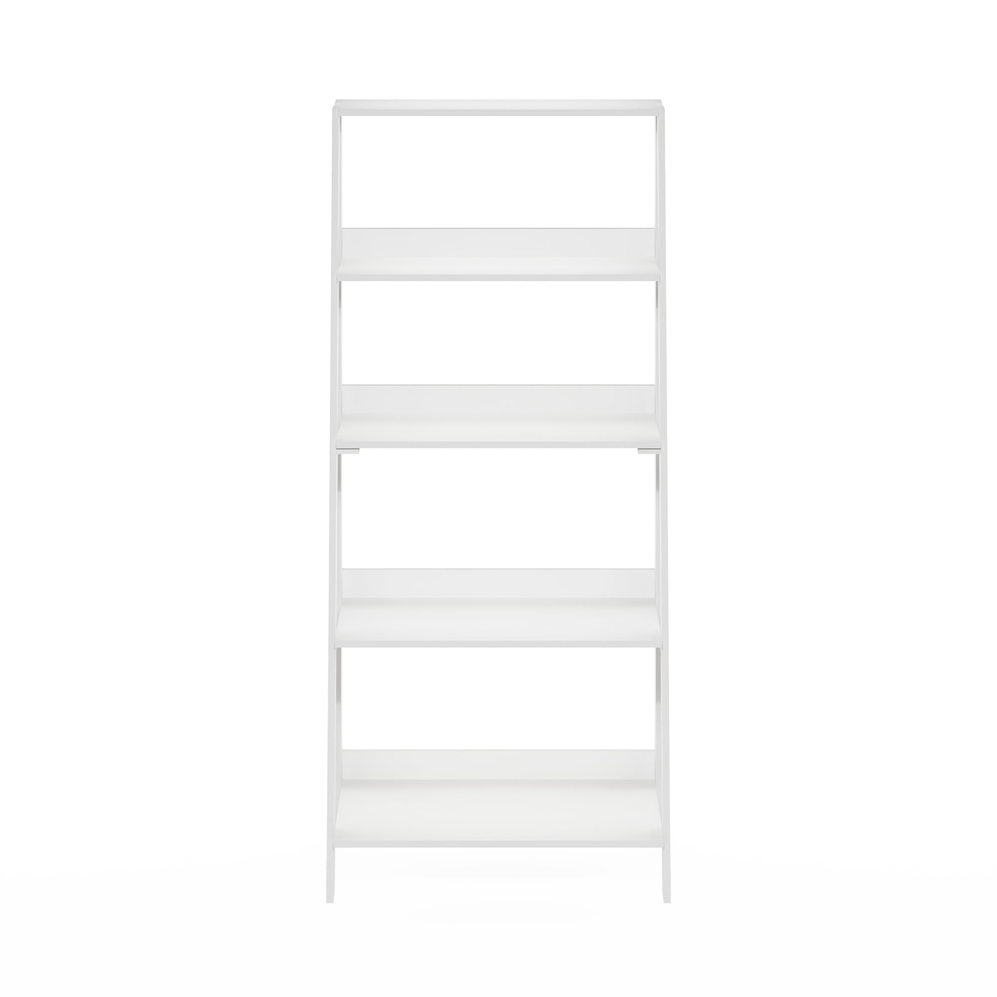 Furinno Ladder Bookcase Display Shelf, 5-Tier, White