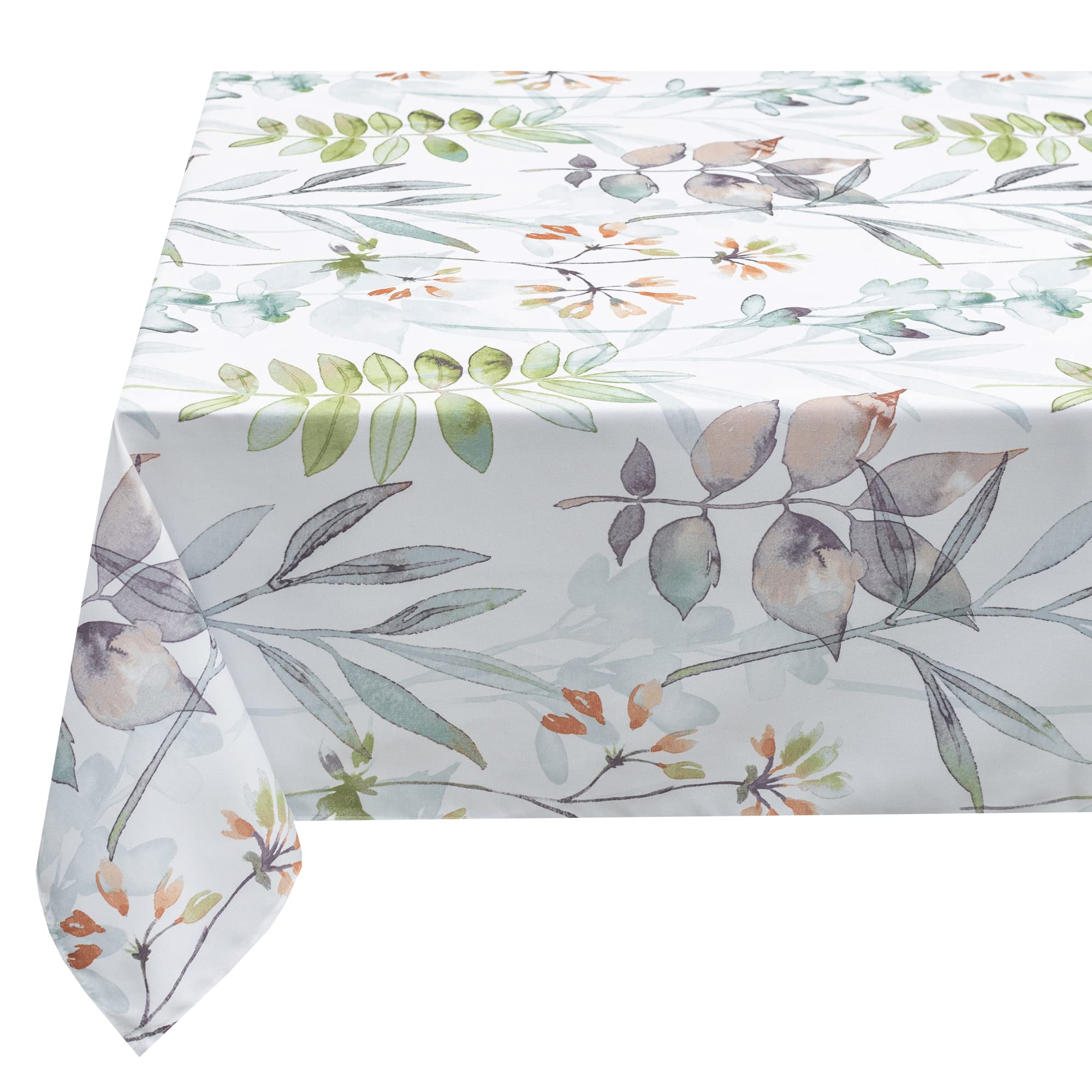 Benson Mills Spillproof Spring/Summer Fabric Outdoor Tablecloth with Umbrella Hole, Zippered Table Cloth for Rectangle Tables, Picnic/Patio Table (60" x 84" Rectangular with Umbrella Hole, Botanica)