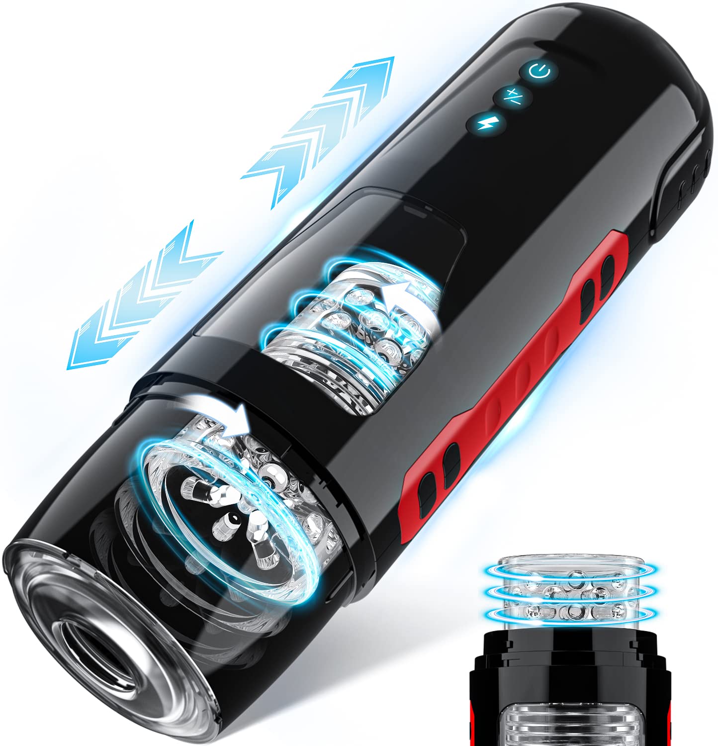 Automatic Male Masturbator Sex Toys for Men with 7 Thrusting & Roating Modes Male Sex Toys 3D Realistic Textured Sleeve Male Masterburbater Men's Vibrating Sex Machine Adult Sex Toys & Games Black