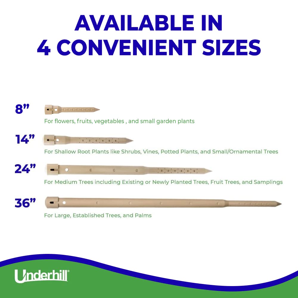 Underhill Deep Drip Irrigation Stake 14-1/2-Inch, Watering Spike for Trees and Bushes with Shallow Roots, Drip System Parts Tubes, A-DD14, Single