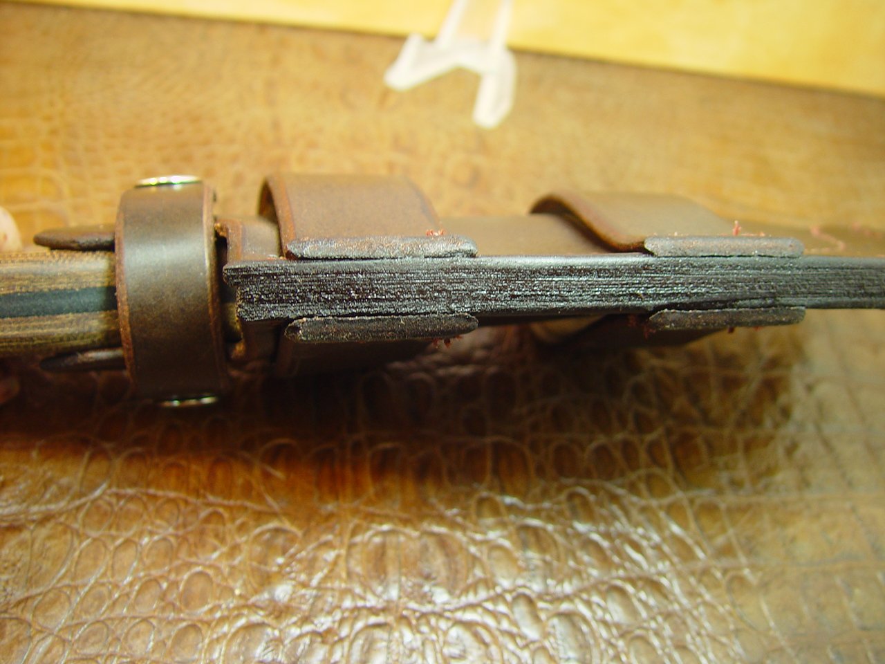 Custom Made Ontario Rat 5 Horizontal Knife Sheath Made Out of 9 oz. Leather.
