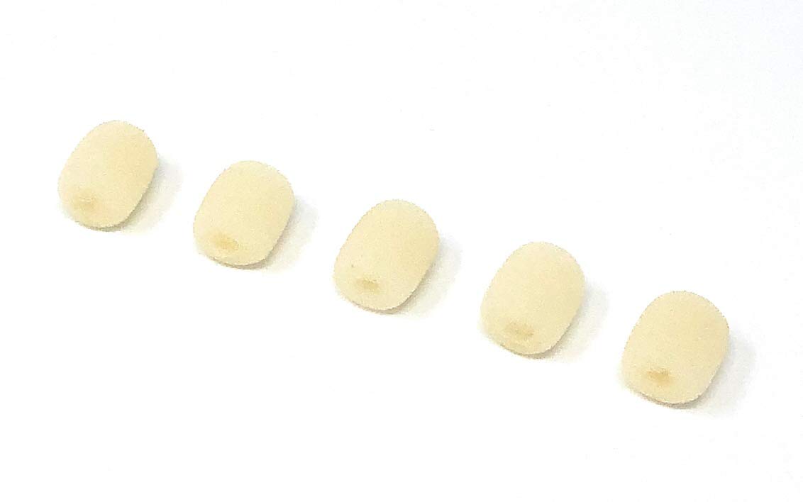 J&P 5 PCS Mini Beige Foam Cover Windscreen for Headset Lapel Microphones