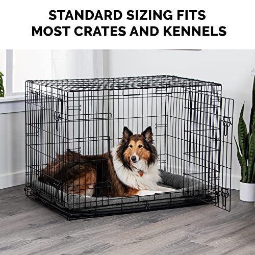Furhaven Dog Bed for Extra Small Dogs & Indoor Cats, 100% Washable, Sized to Fit Crates - Sherpa Fleece Bolster Crate Pad - Gray, Extra Small