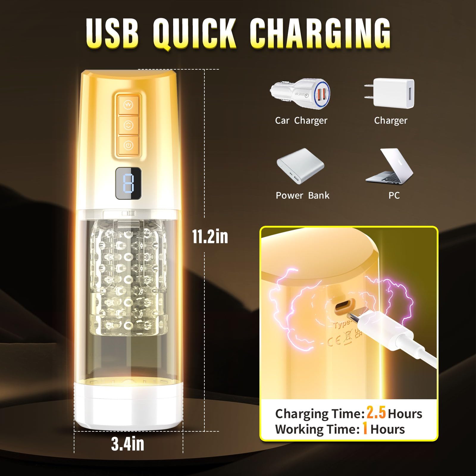 Automatic Penis Pump Male Sex Toy with 9 Thrusting & Rotating Modes, 3D Realistic Textured Pocket Pussy Male Stroker for Men