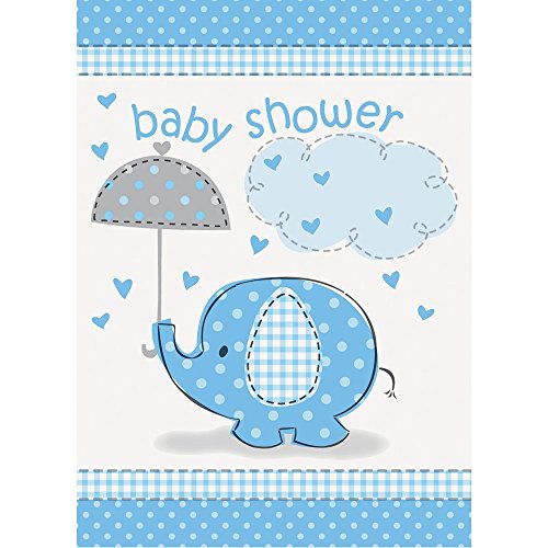 Unique Baby Shower Elephant Party Invitations, 5.5” x 4”, Blue