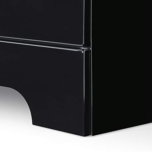 ClickDecor Hudson End Side Nightstand with 2 Drawers, Wooden Accent Table for Bedroom with Matte Chrome Handle, Black