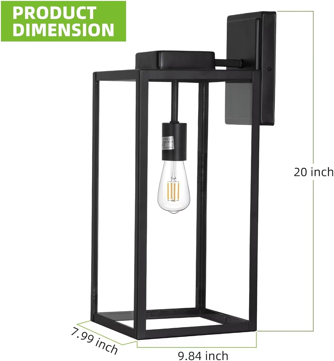 Extra Large Outdoor Wall Lantern,20 Inch Outdoor Wall Lights, Exterior Waterproof Wall Sconce, Anti-Rust Wall Mounted Lighting with Glass Shade, Matte Black Wall Lamp with E26 Socket for Porch, 2 pack