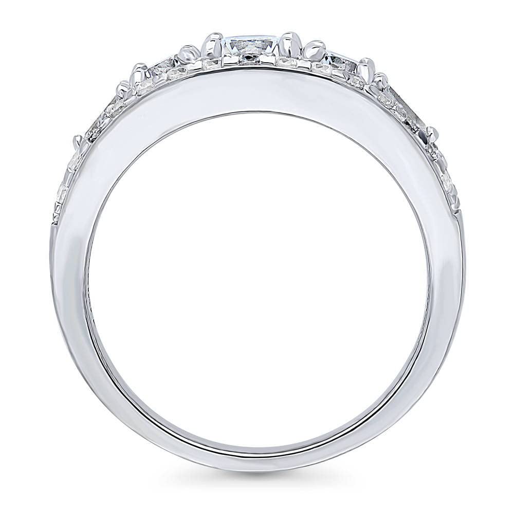 BERRICLE Sterling Silver Art Deco Cubic Zirconia CZ Cocktail Fashion Ring for Women, Rhodium Plated Size 8.5