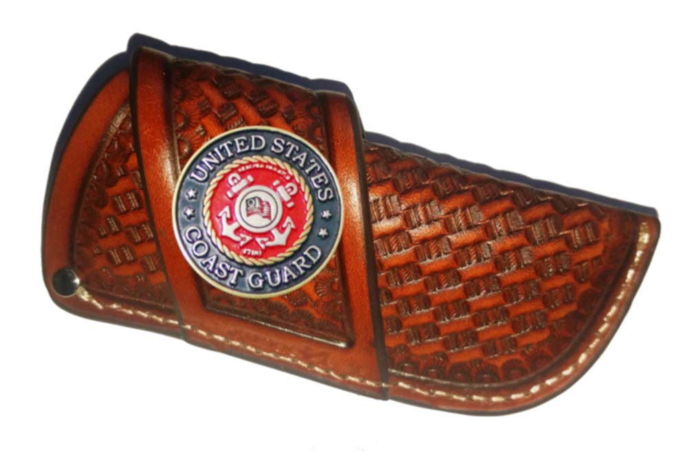 Custom Nocona Weave United States Coast Guard Side Draw Knife Sheath left side