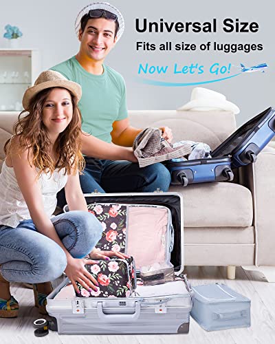 Compression Packing Cubes, 6pcs Packing Cubes for Travel Organizer Bags for Luggage Packing Cubes for Suitcases Travel Cubes for Packing with Shoe Bag and Toiletry Bag
