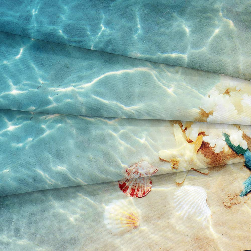 Bedbay Beach Queen Duvet Cover Set,Coastal Bedding Set Queen,Teen Girls Boys Starfish Beach Decor 3 Pieces Microfiber Quilt Cover,Beach Themed Bedding Set for Summer (Turquoise,Queen)