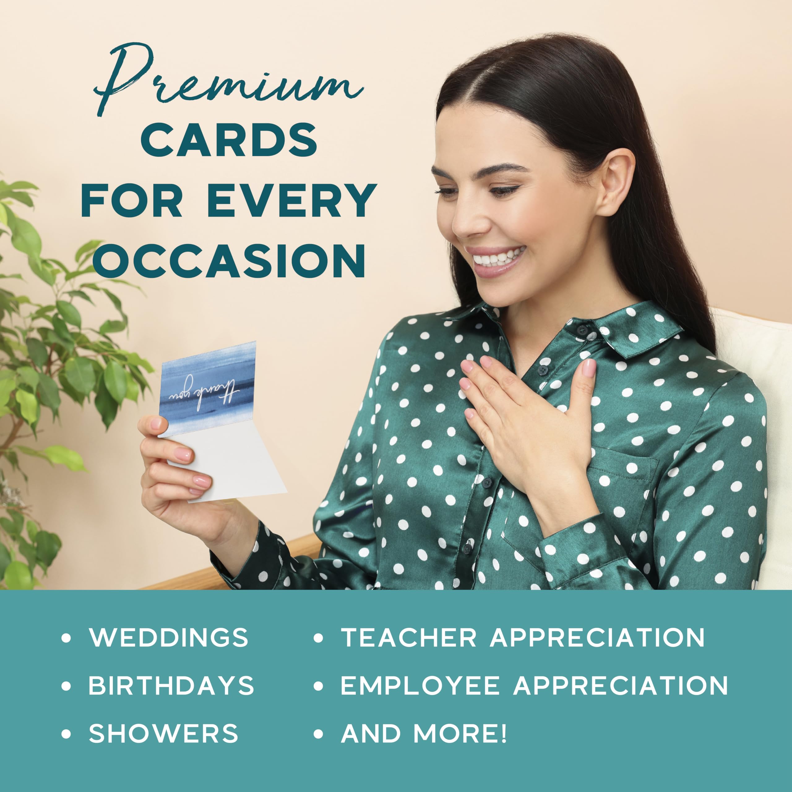 VNS Creations 100 pack Thank You Cards with Envelopes & Stickers - Classy 4x6 Blank Thank You Cards Bulk Box Set - Large Thank You Notes for Wedding, Small Business, Baby & Bridal Shower (Ombre)