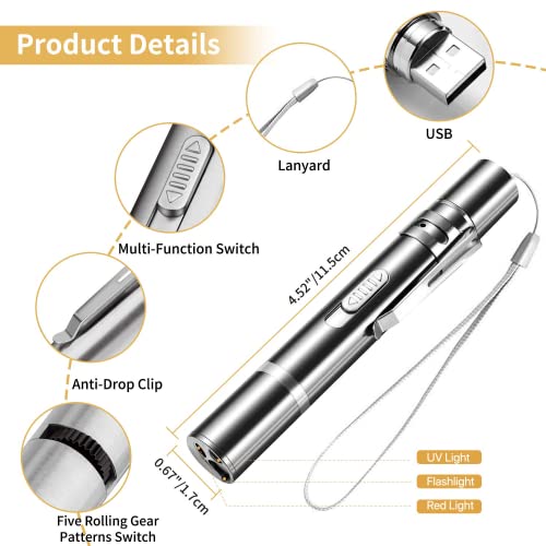 CHUQIANTONG Cat Laser Pointer Dog Toy 7 Adjustable Patterns Laser USB Rechargeable Flashlight LED Pen Interactive Cat Toy Teaching Presentation Pen