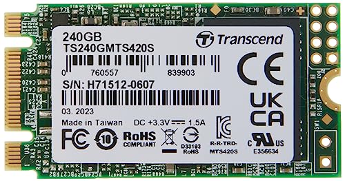Transcend 240GB M.2 SATA III 6GB/S SSD MTS420 3D TLC Flash 42mm Form Factor