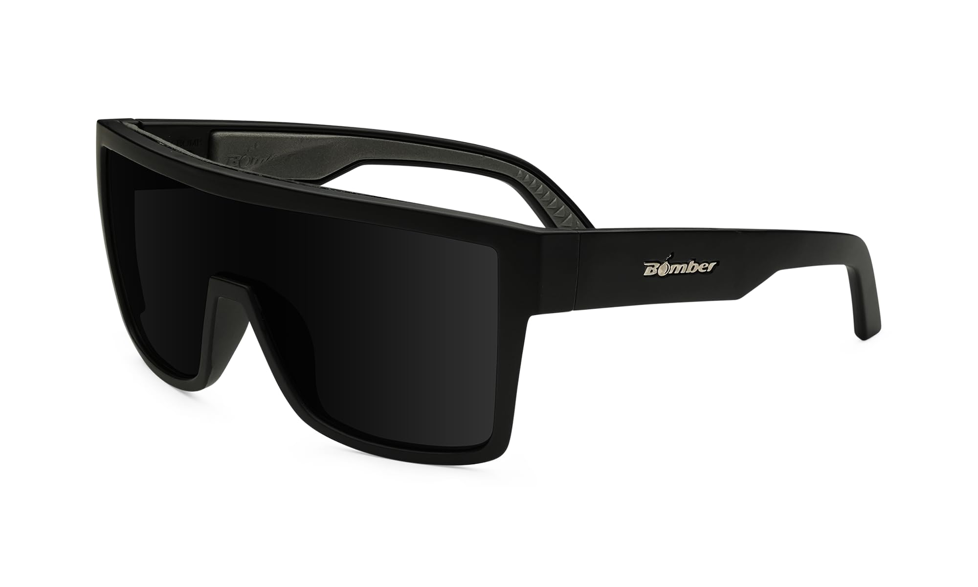 BOMBER Saftey Glasses for Men and Women, Dark Lens Safety Glasses with Square Matte Black frame, Removable Side Shields included, z87 Compliant - BZ103