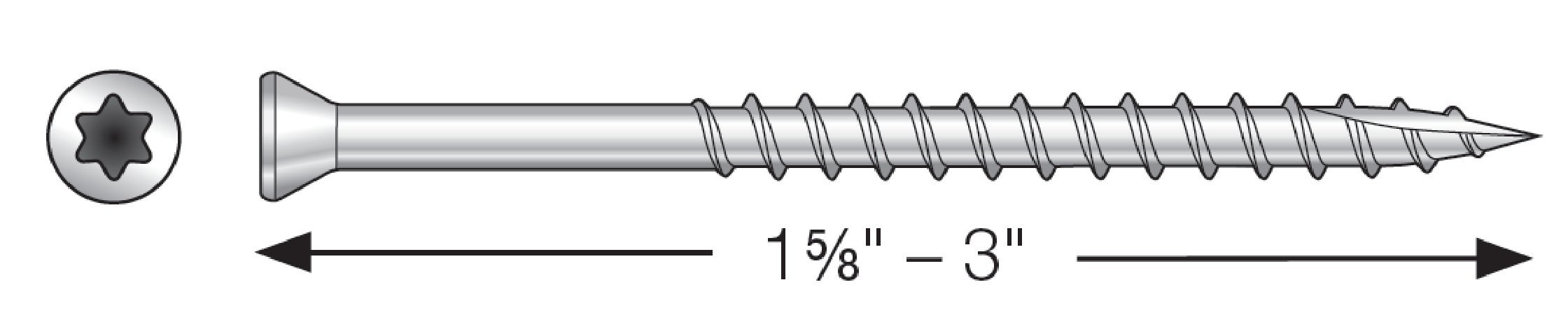 Simpson Strong-Tie T07225FTB Trim-Head Screw, 6-Lobe Drive — 7 x 2-1/4 in. T-15 Type 316 (3000-Qty)