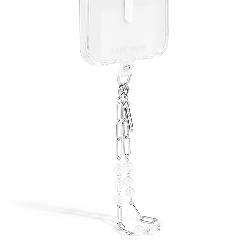 Case-Mate Phone Charm with Beaded Silver Pearls - Detachable Phone Lanyard, Hands-Free Wrist Strap, Adjustable Phone Strap Grip for Women - iPhone 15 Pro Max/ 14 Pro Max/ 13 Pro Max/ 12 - Silver Pearl