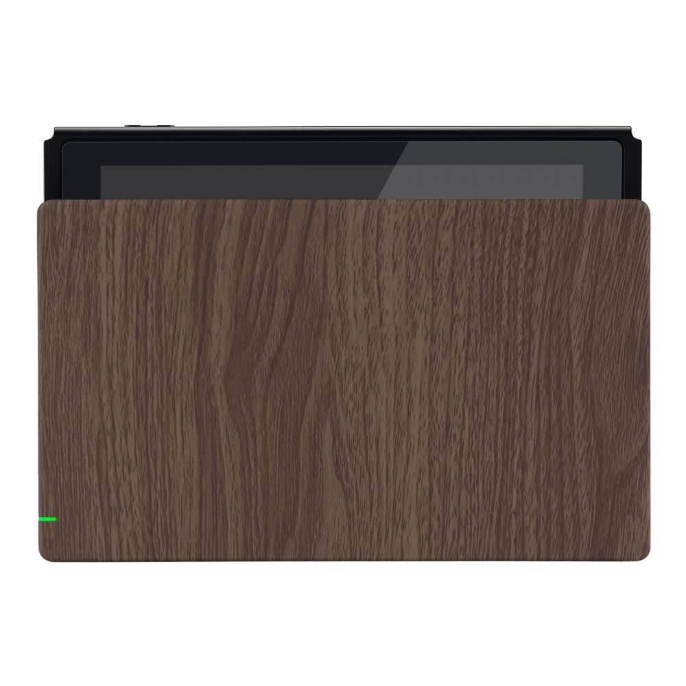eXtremeRate Custom Soft Touch Grip Faceplate for Nintendo Switch Dock, Wood Grain Patterned DIY Replacement Housing Shell for Nintendo Switch Dock - Dock NOT Included