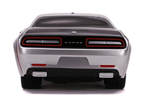 Jada Toys Bigtime Muscle 1:16 2019 Dodge Challenger SRT Hellcat RC Remote Control Car 2.4 GHz Silver, Toys for Kids and Adults