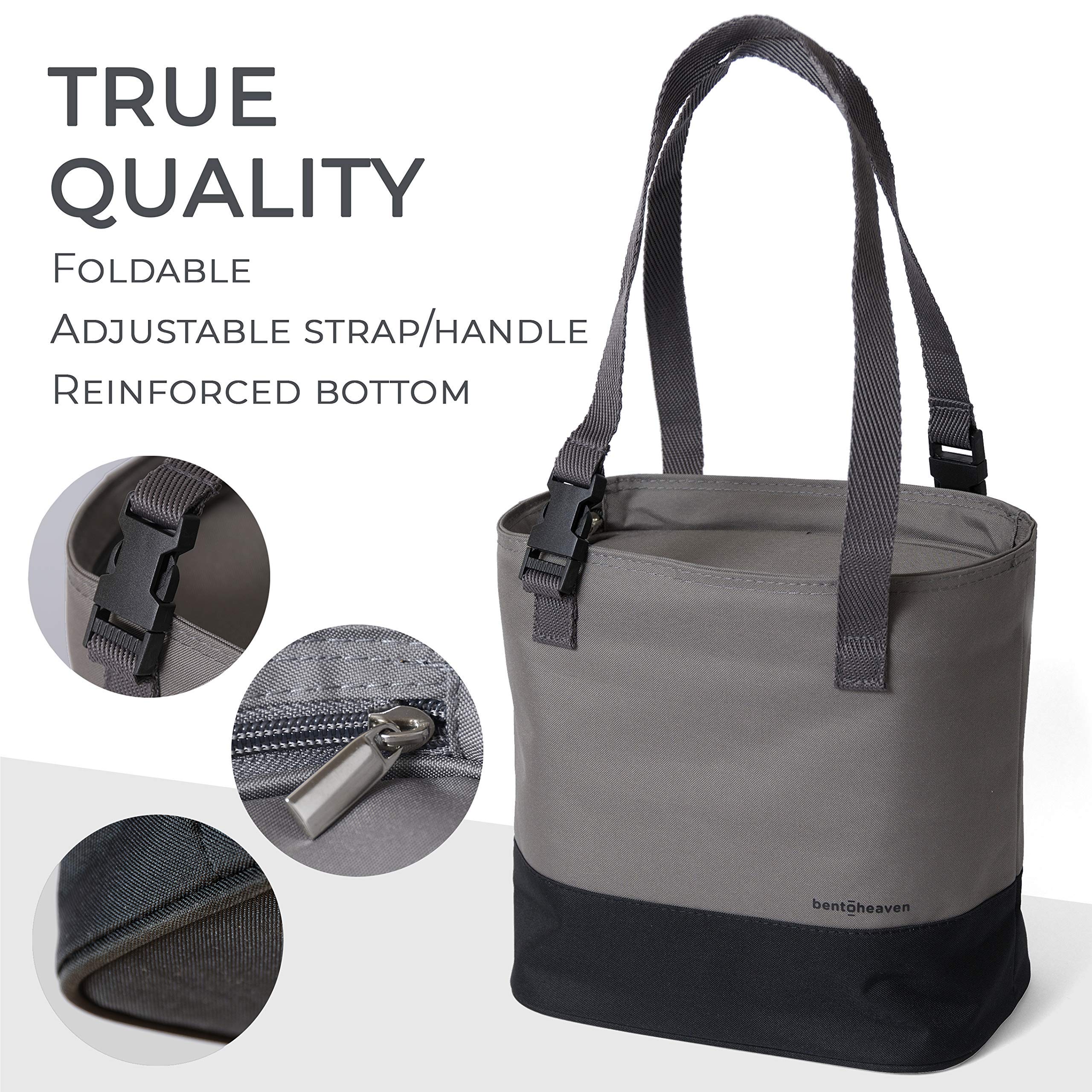 Bentoheaven Premium Bento Lunch Box with Insulated Lunch Bag - Box Includes Sauce Cup, Divider, Cutlery & Chopsticks - Bag Made of Durable Aluminum Foam