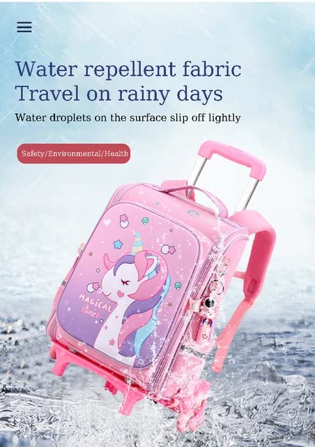 Backpack & Luggage Rolling Bags, Girls Luggage Trolley Case School Bags, Travel Vacation Backpacks with 6 Wheels