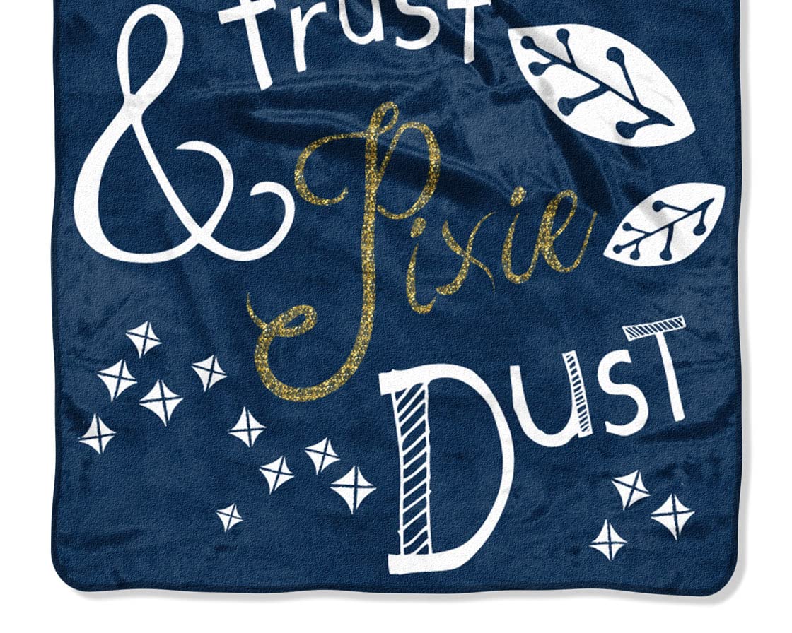 Disney Tinkerbell Faith, Trust and Pixie Dust Fleece Super Plush Throw Blanket 46" x 60" (117cm x 152cm)