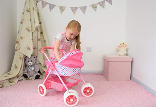 Kookamunga Kids Unicorn Reversible Doll Pram with Diaper Bag. for Kids Aged 3+ Fits Dolls up to 18". Doll not Included.