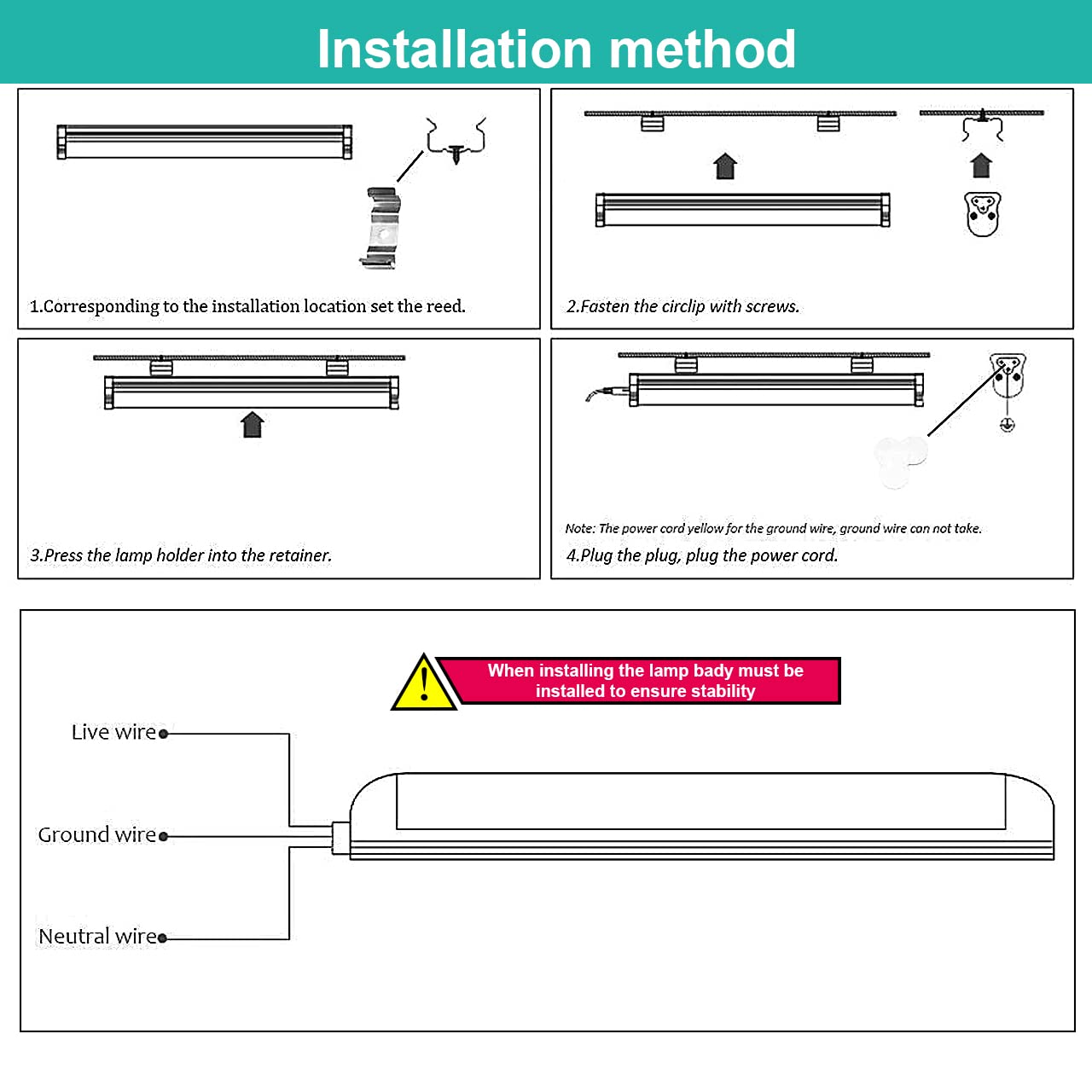 Greess 6 Pack LED T8 Shop Light, 4FT 24W 6000K Daylight White Linkable LED Integrated Tube Lights with Milky Cover, LED Bar Lights for Garage,Workshop,Workbench with On/Off Plug Cord