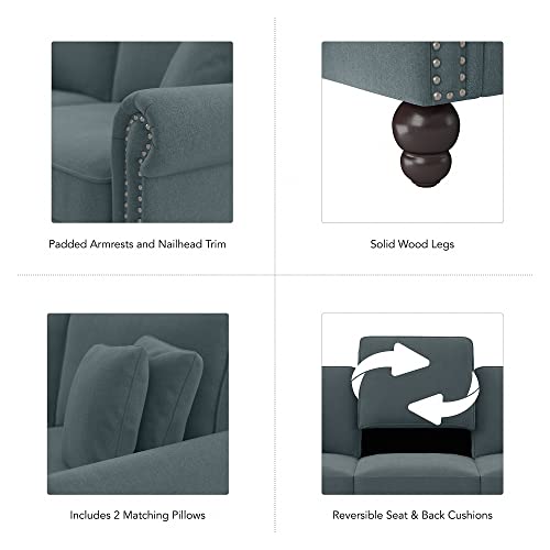 Bush Furniture Coventry Sofa, 73W, Turkish Blue Herringbone
