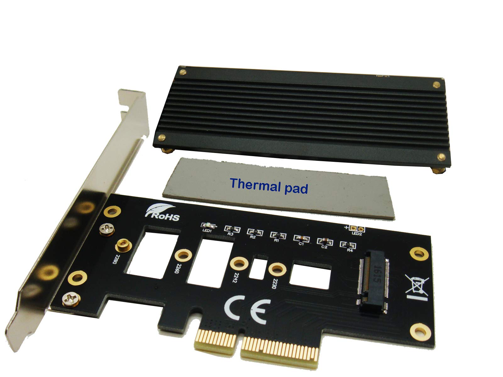 Sintech PCIe nVME,M.2(NGFF) SSD to PCI-e 3.0 X4 Adapter Card with Heatsink,Compatible for Samsung 960 970 EVO