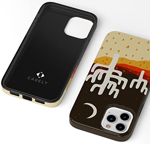 Casely Case Compatible with iPhone 14 Pro Max | Compatible with MagSafe | Desert Nights | Cactus & Moon Western Colorblock Case