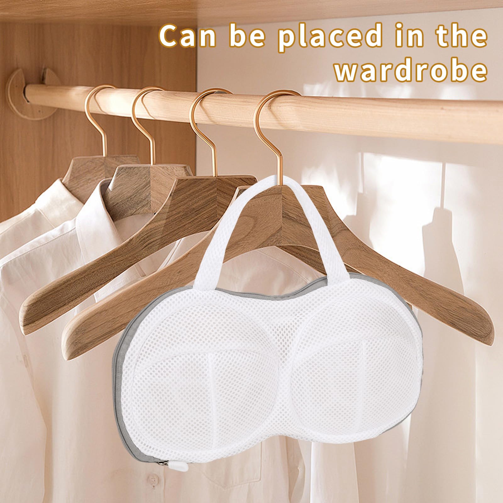 DESONAUT Bra Washing Bag,2Pcs bra laundry bags for Laundry Lingerie Underwear Brassiere Bag,Lingerie Bags with 3D Skeleton for Washing Machine Suitable for A-C Cup Sizes(Grey)