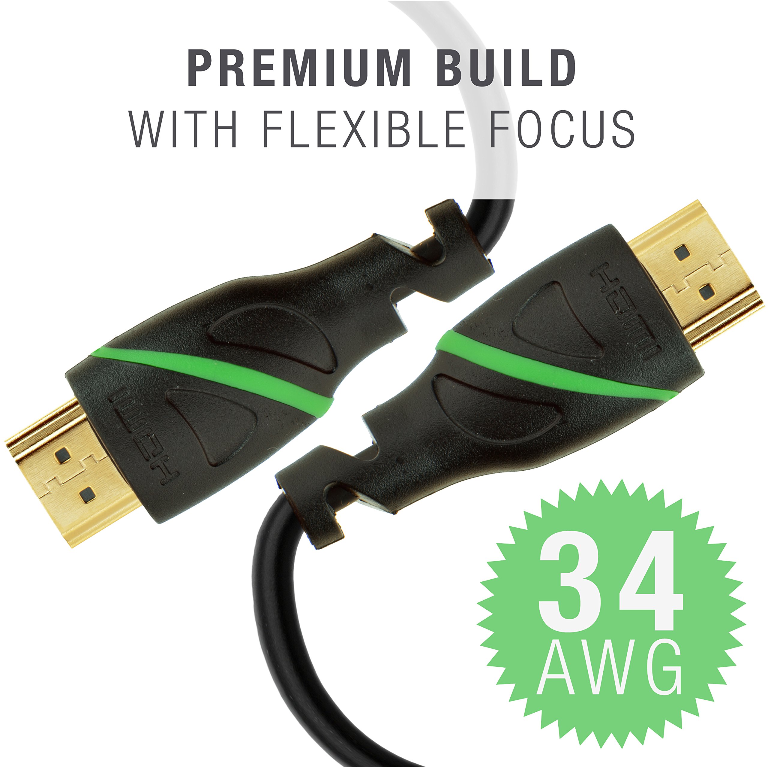 Mediabridge™ Flex Series HDMI Cable (3 Feet) Supports 4K@50/60Hz, High Speed, Hand-Tested, HDMI 2.0 Ready - UHD, 18Gbps, Audio Return Channel