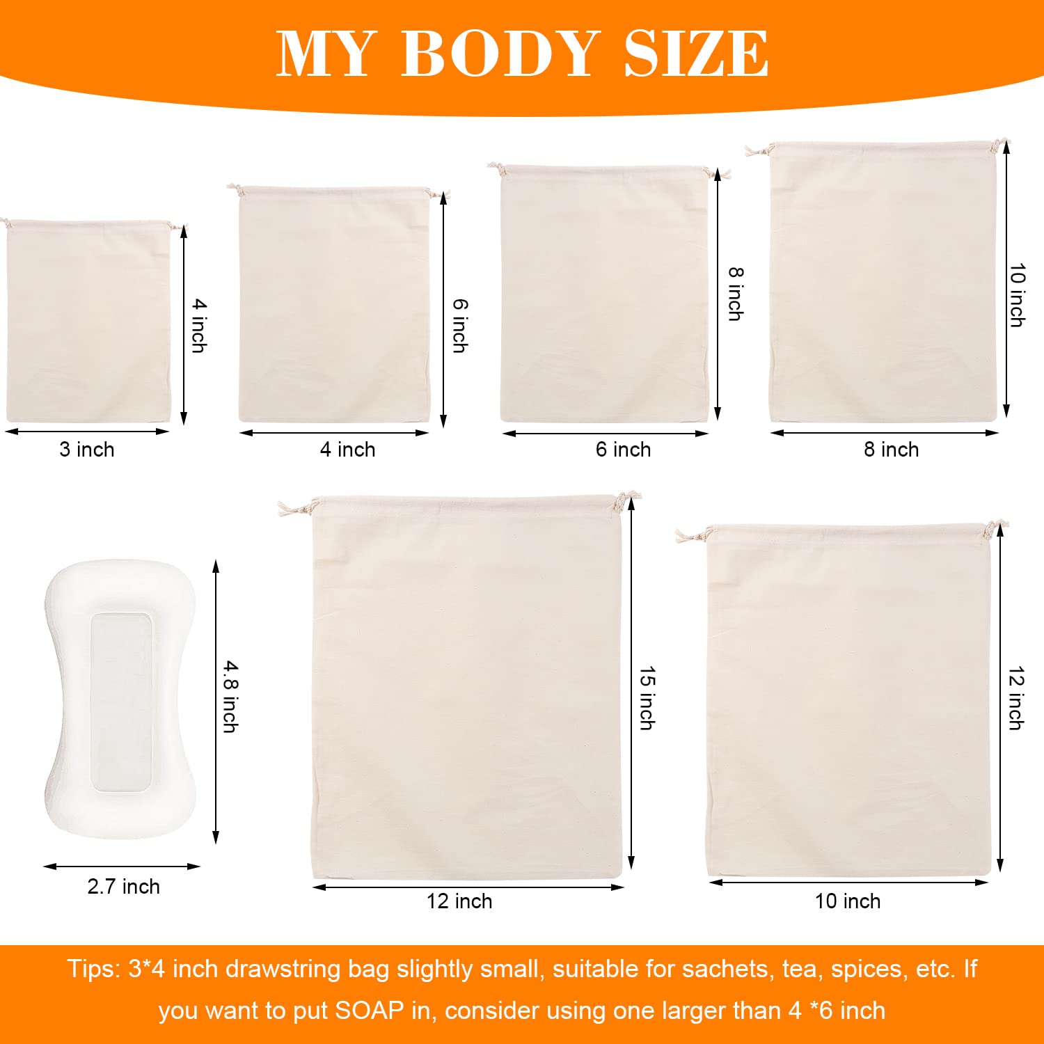 AUCIWLK 50 Pieces Muslin Bags Cotton Drawstring Bags Sachet Bag for Home Supplies fabric bagsā¦