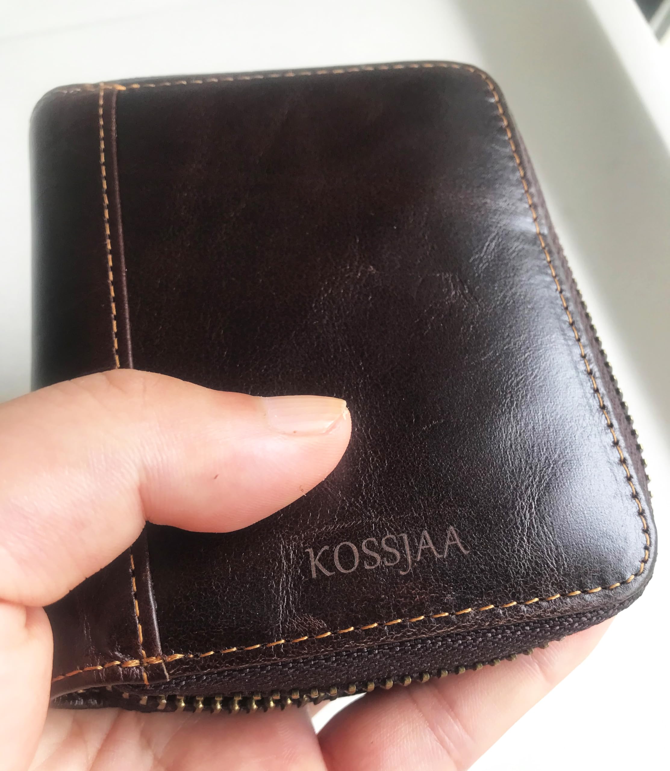 KOSSJAA credit card holders womens card case RFID blocking leather wallet Coin Purse mens (brown)