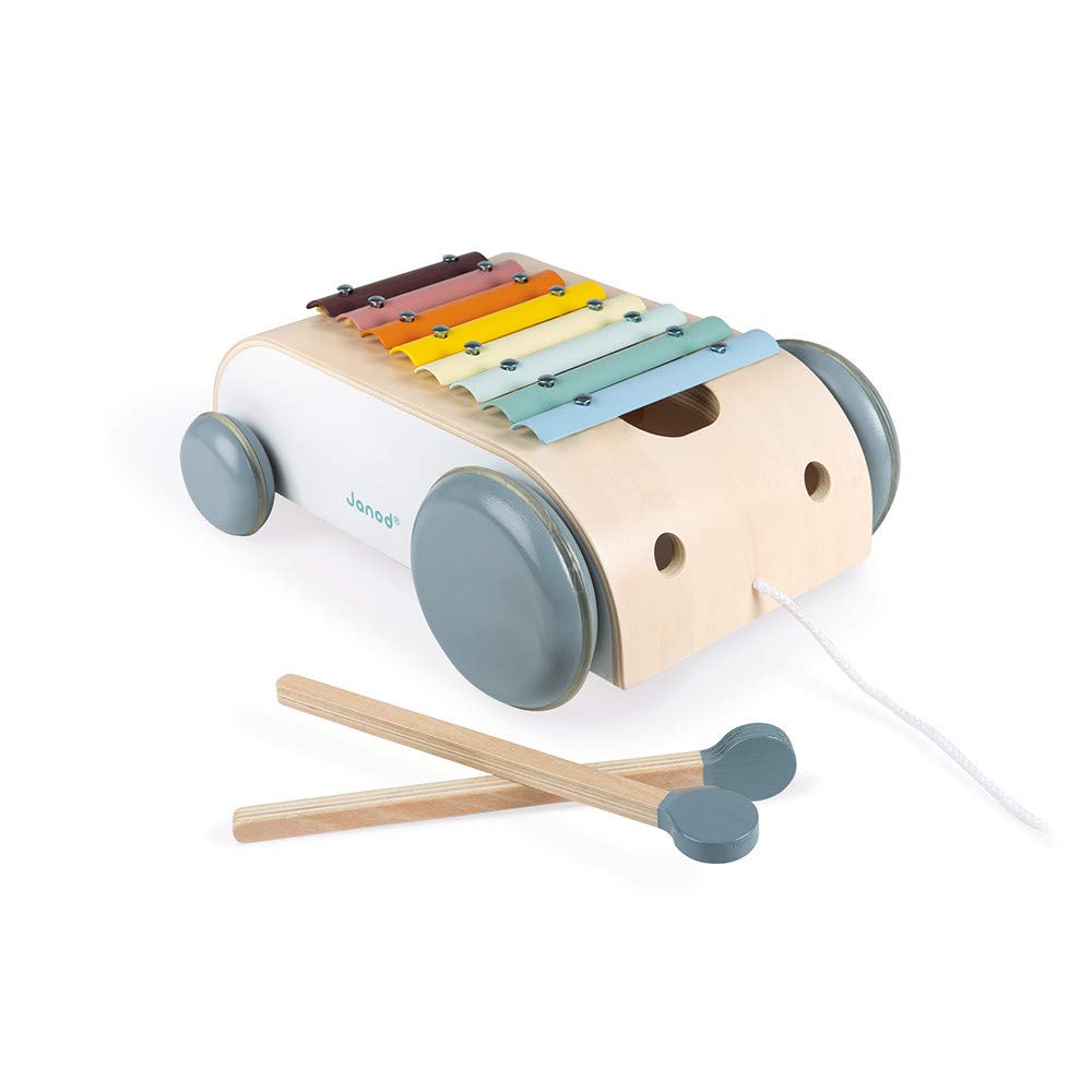 Janod - 2-in-1 Sweet Cocoon Xylo Roller Walking and Musical Toy - Ages 18 Months+ - J04406
