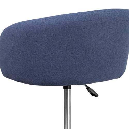 Flash Furniture Luis Contemporary Blue Fabric Adjustable Height Barstool with Barrel Back and Chrome Base