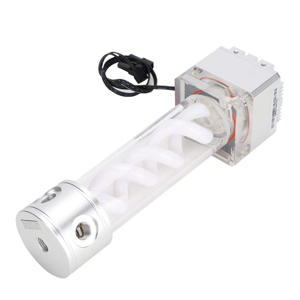 Bewinner1 PC Pump Reservoir Combo, Water Cooling Pump Tank with 4 Meters Head Computer Accessories Support PWM Speed Control for Water Cooling Systems 800L / H Flowing Rate(Silver)