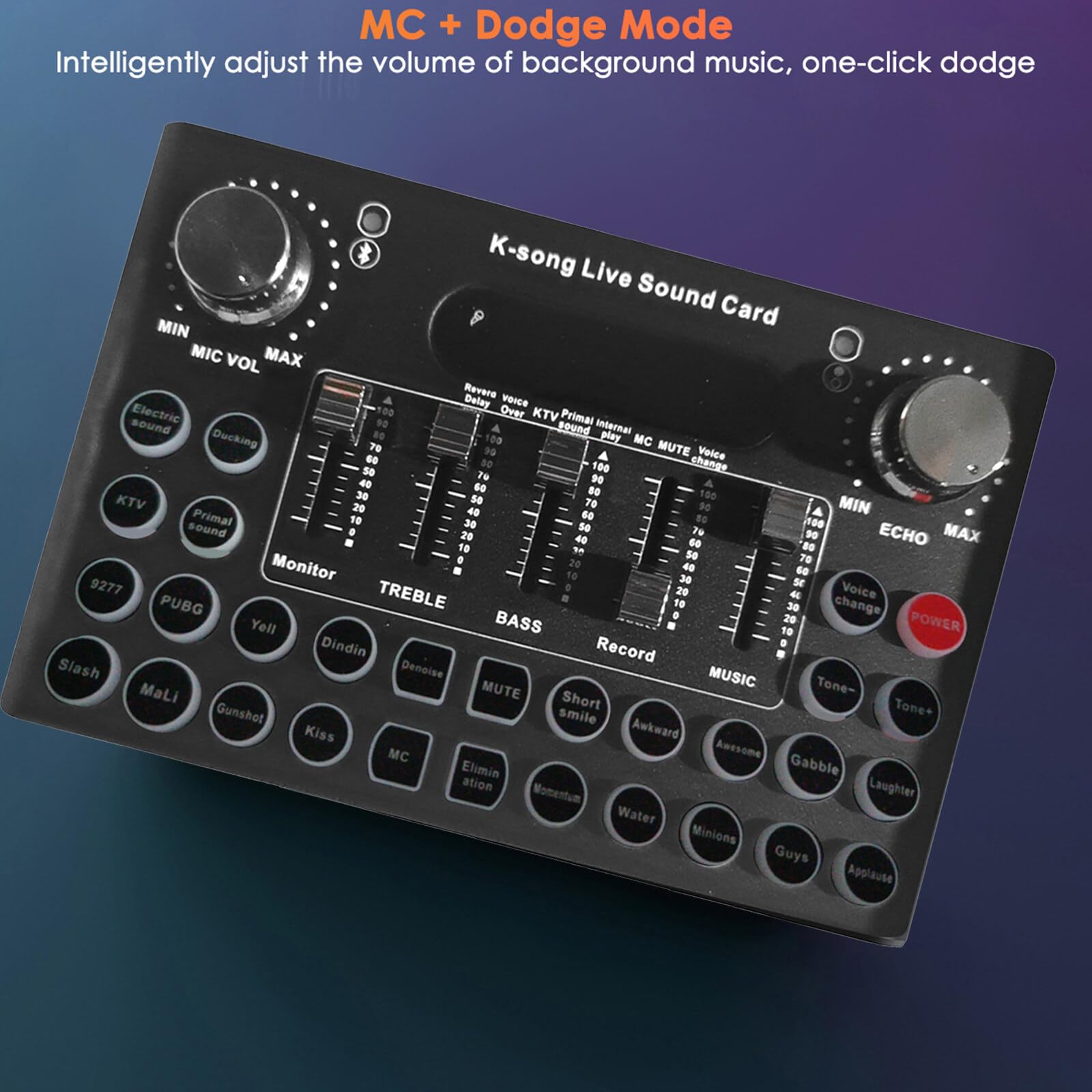 Audio Mixer, Mini Sound Dj Mixer Board,Universal Voice Changer External Live Sound Card with 18 Sound Effects for Karaoke Singing for Phone Laptop Computer,Gaming Live Streaming