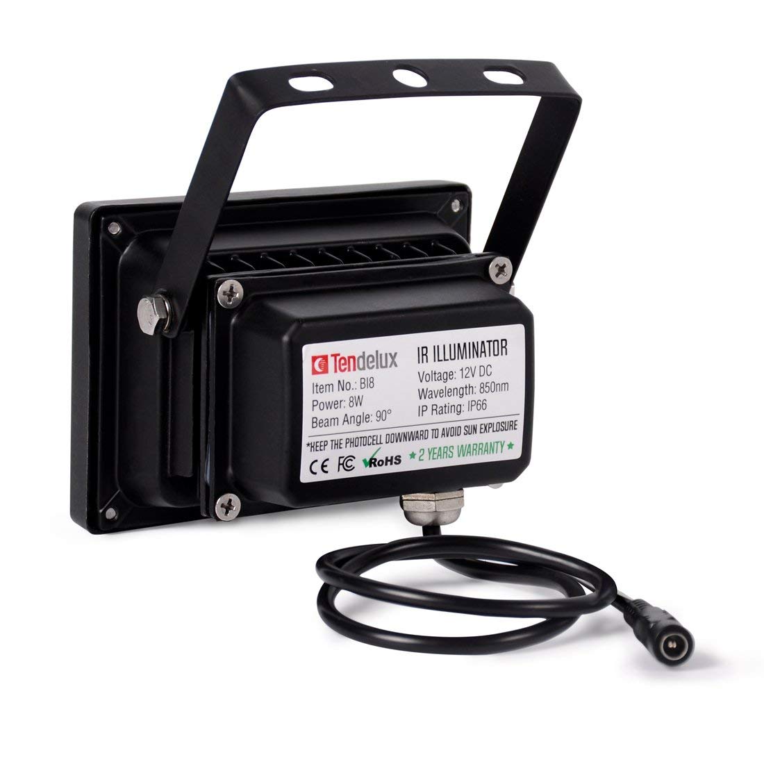 Tendelux 120ft IR Illuminator | BI8 Compact and Powerful 90° Infrared Light for CCTV Security Camera (w/Power Adapter)