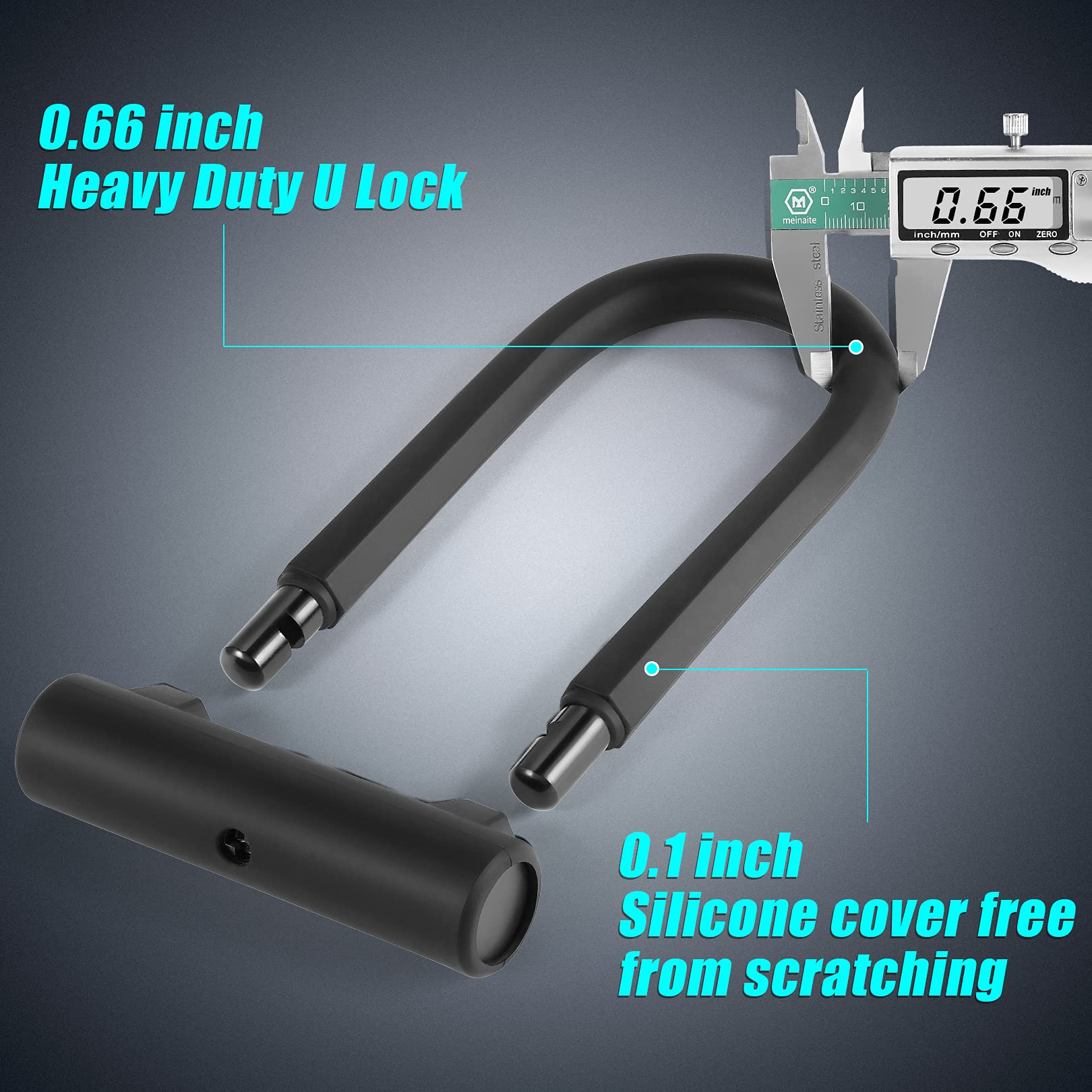 BIKFUN Bike Locks - Heavy Duty U Lock Set with 5 Feet Security Steel Cable & Mounting Bracket Anti Theft Bicycle Secure Lock