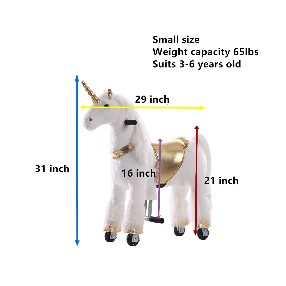 Gidygo Kids Ride on Walking Unicorn Rocking Horse Riding Toy for Children for 3-6 Years Old