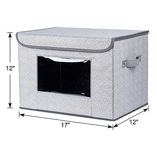 Univivi Foldable Nursery Storage Bin [4-Pack] Fabric Storage Boxes with Lids Large Toy Organizers and Storage for Nursery Bedroom Home (Gray, 17“ x 12” x 12")