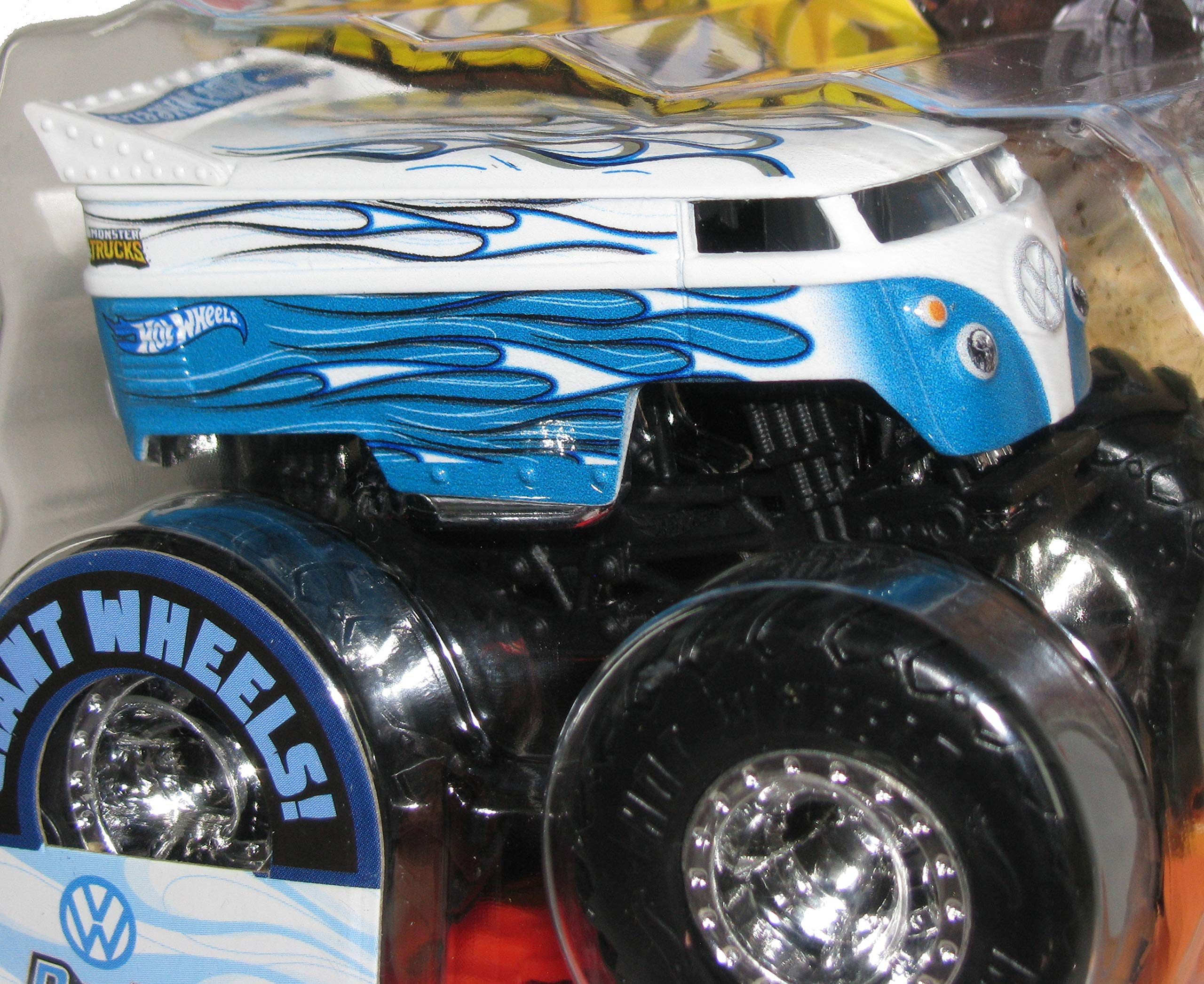 Hot Wheels Monster Trucks 2020 1:64 Scale Truck with Crushable Car #68/75 HW Flames #5/5 VW Volkswagen Drag Bus