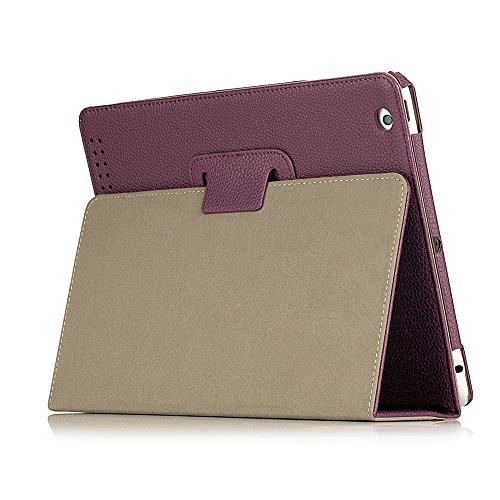 RUBAN Folio Case for iPad 4th Generation/iPad 3rd Gen (2012 Model), iPad 2 (2011 Model) 9.7 inch Tablet - [Corner Protection] Slim Fit Smart Stand Protective Cover Auto Sleep/Wake, Purple