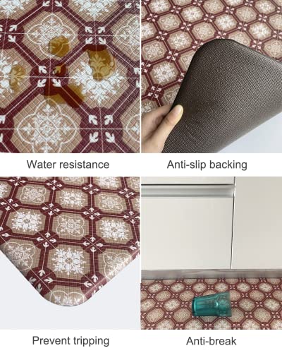 Artnice Kitchen Rugs, Kitchen Rug Set 2 Piece Kitchen Runner Rug Kitchen Floor Mat, Cushioned Anti Fatigue Kitchen Mat Non Skid Waterproof 0.47" Comfort Standing Kitchen Rug, 20"x31.5"+20"x47.2"